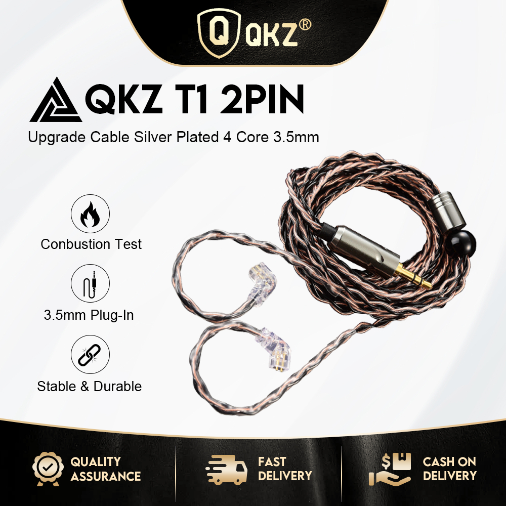 QKZ T1 200 Núcleos 8 Hebras Cable De Actualización De Auriculares Chapado En Plata 4 QDC 2PIN 3 ...