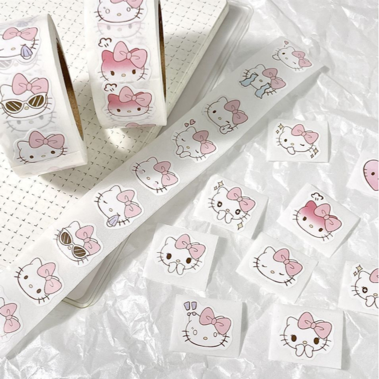 500 Pegatinas/Rollo De Dibujos Animados Para Estudiantes Hello Kitty ...