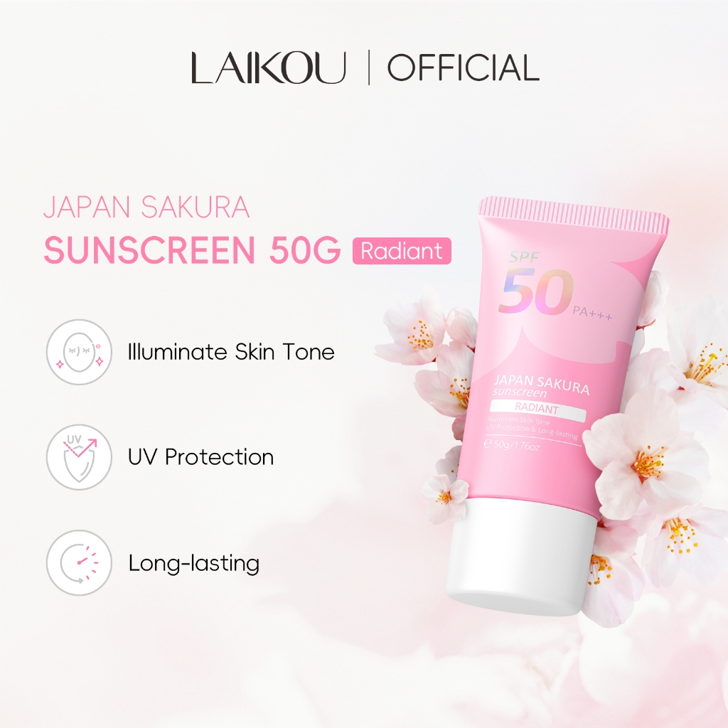 LAIKOU Japan Sakura Protector Solar Impermeable Protección UV De Larga Duración SPF50 PA ...