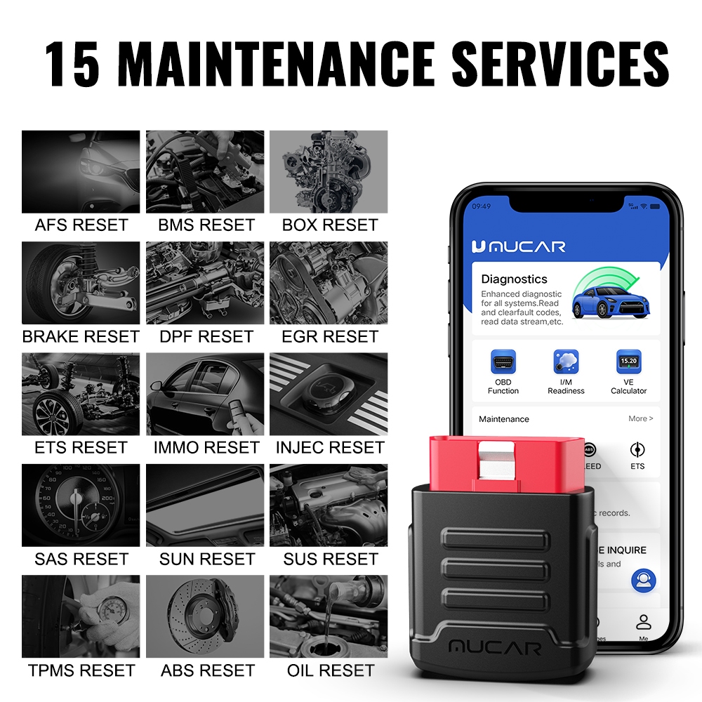 MUCAR BT200 Bluetooth Automotriz Obd2 Escáner Para Auto Sistema ...