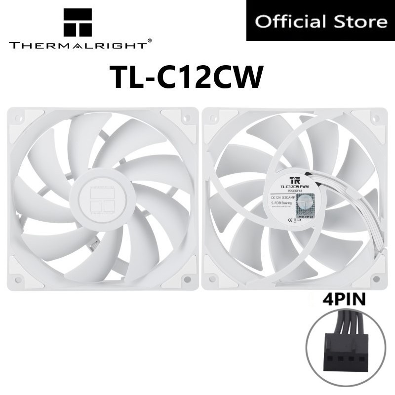 Thermalright TL-C12CW-S Ventilador De Chasis Blanco CPU 120mm Caja Ordenador Silencioso 4pin PWM ...
