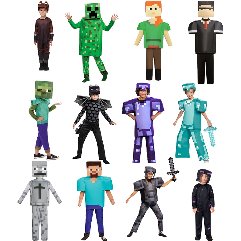 Minecraft Steve Armor Niño Cosplay Disfraz Niños Juego De Halloween ...