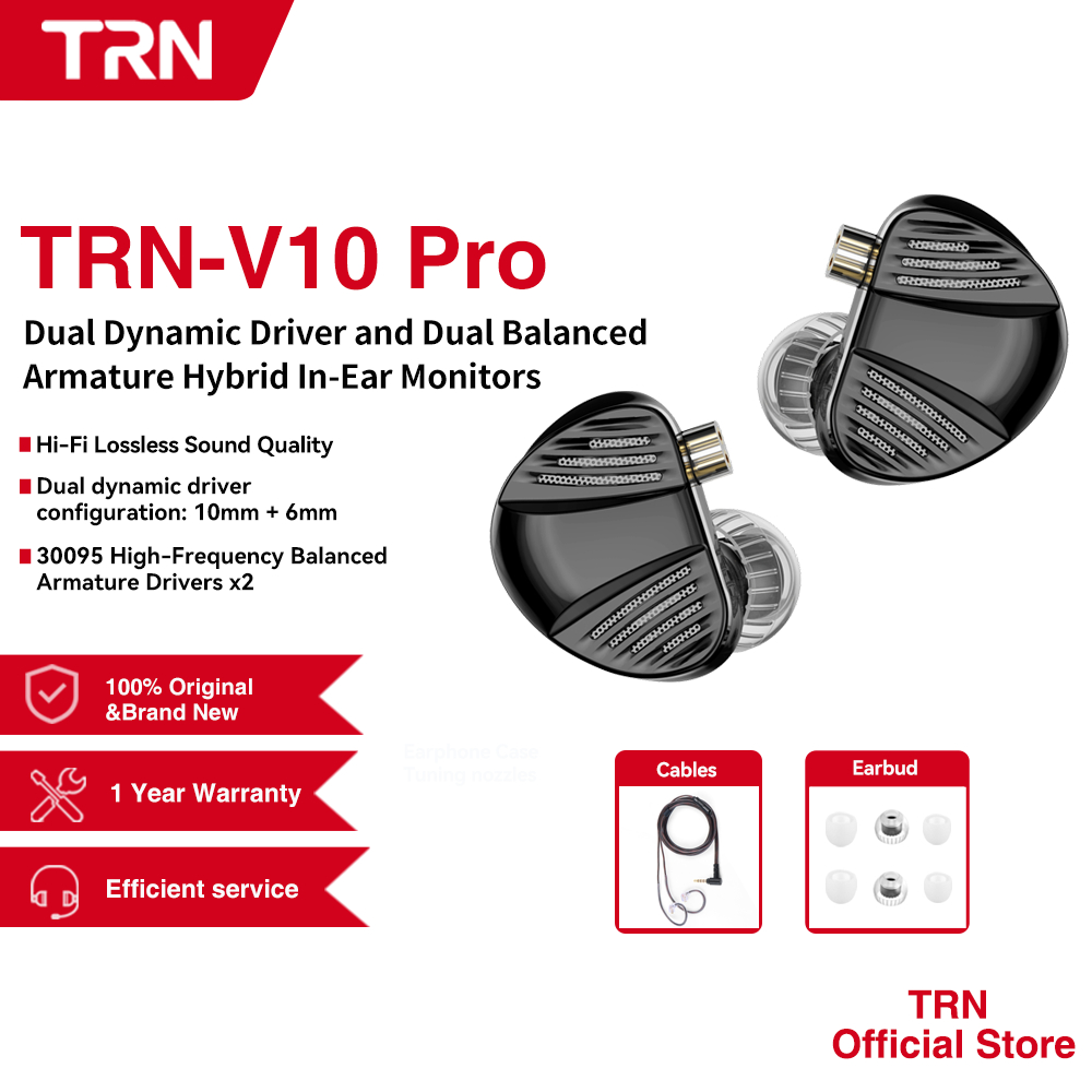 TRN V10 Pro Auriculares Intrauditivos 2DD + 2BA Unidad Híbrida Con ...