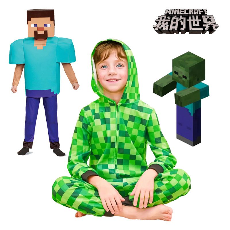 Carnaval Niños Minecraft Disfraces Cosplay Actuación Escenario Verde ...