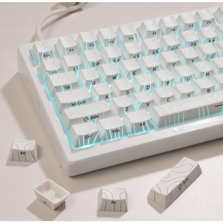 Womier 140 Clave Blanca Brillo A Través De V2 Doble Tiro PBT Keycap ...