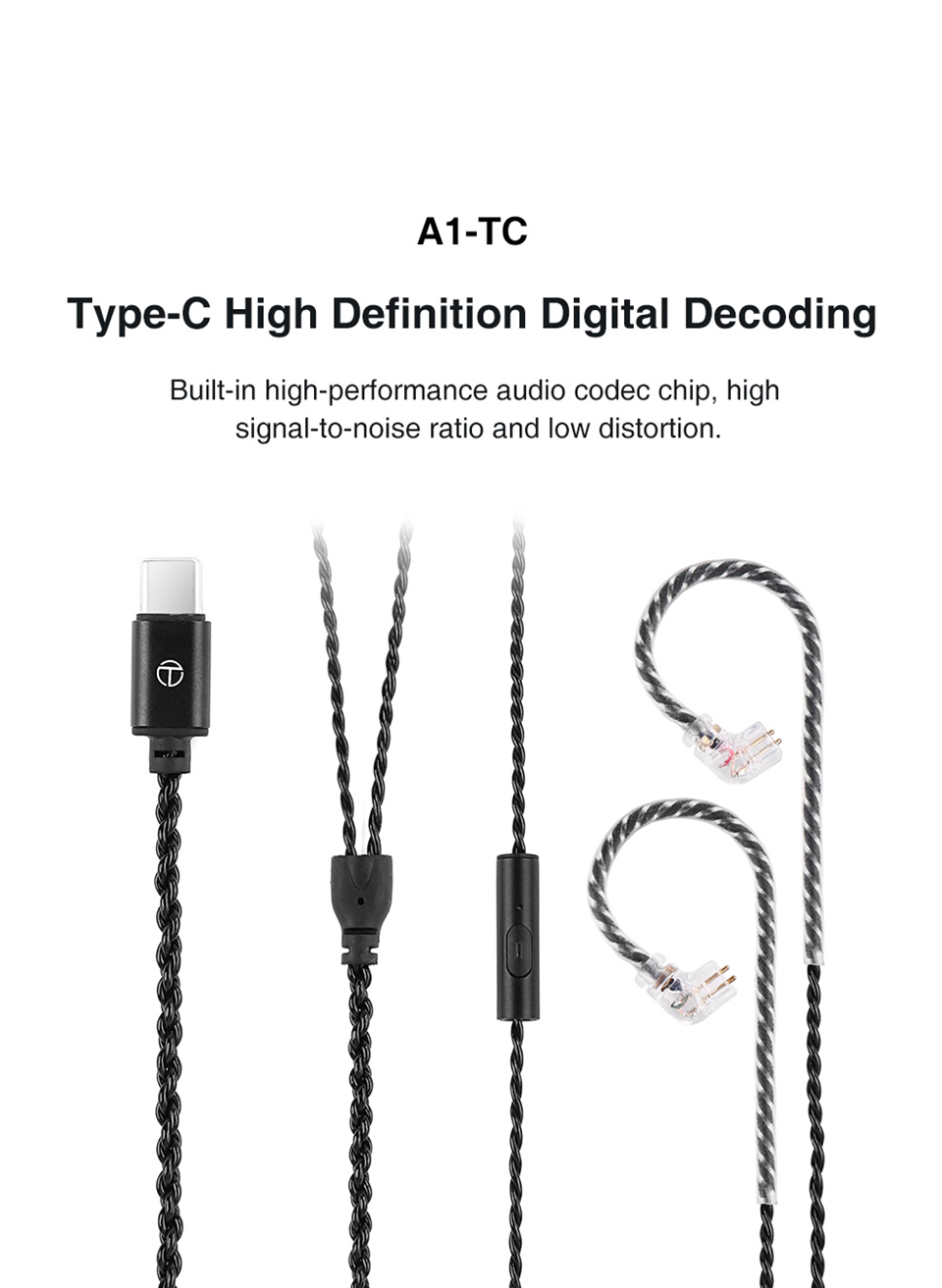 TRN A1-TC Cable De Auriculares Original Actualizado HIFI 2Pin Conector ...