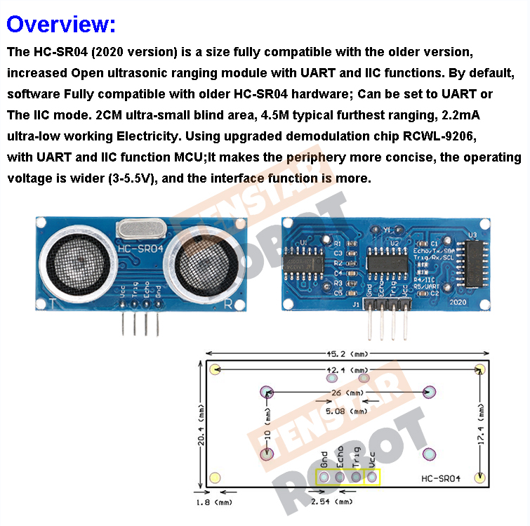 Sensor Ultrasónico HC-SR04 SR 04 HCSR04 Telémetro De Ultrasonido Módulo ...