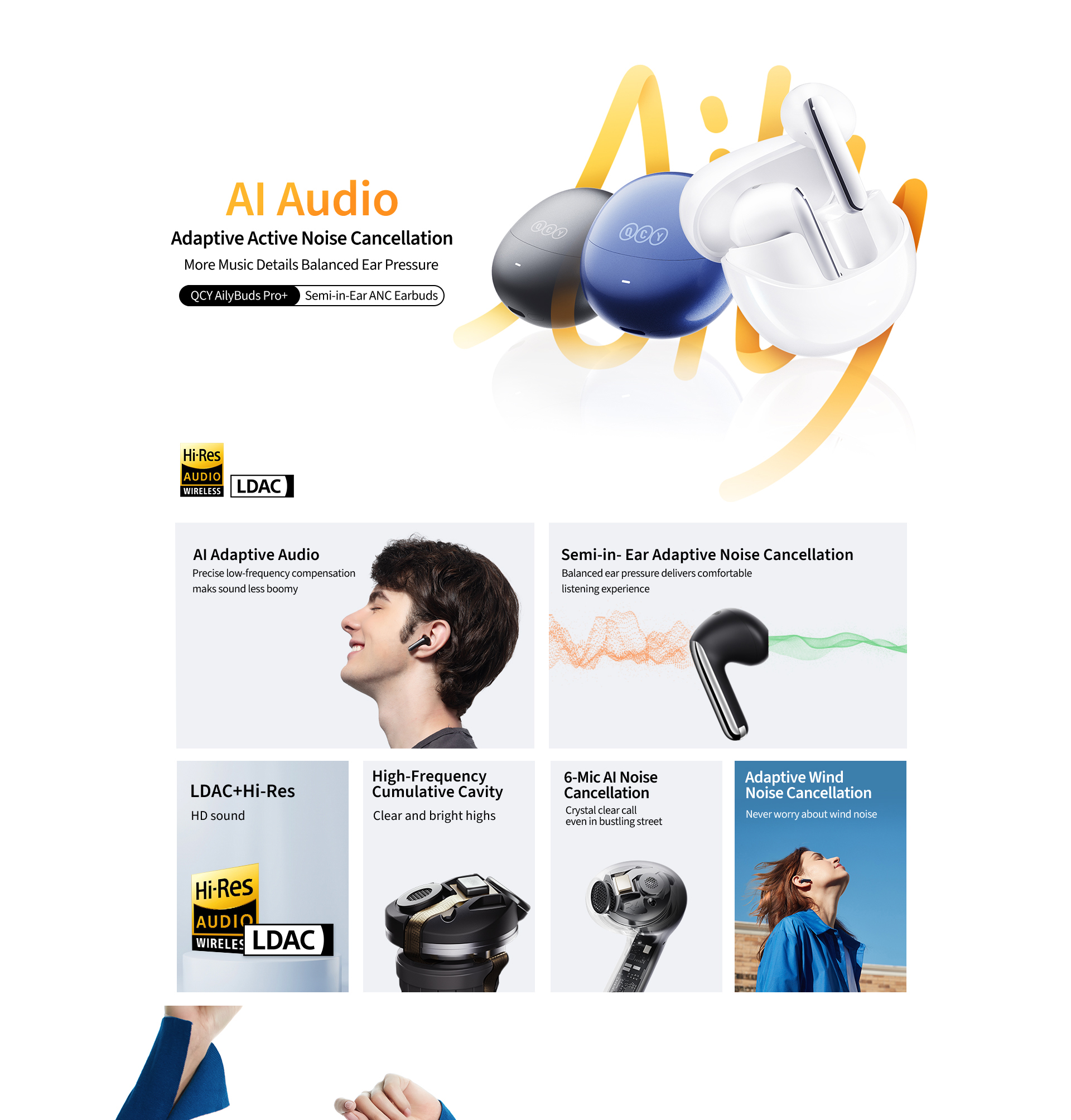 QCY HT10 AilyBuds Pro + ANC Auriculares Inalámbricos De Alta Resolución De Audio Con LDAC ...