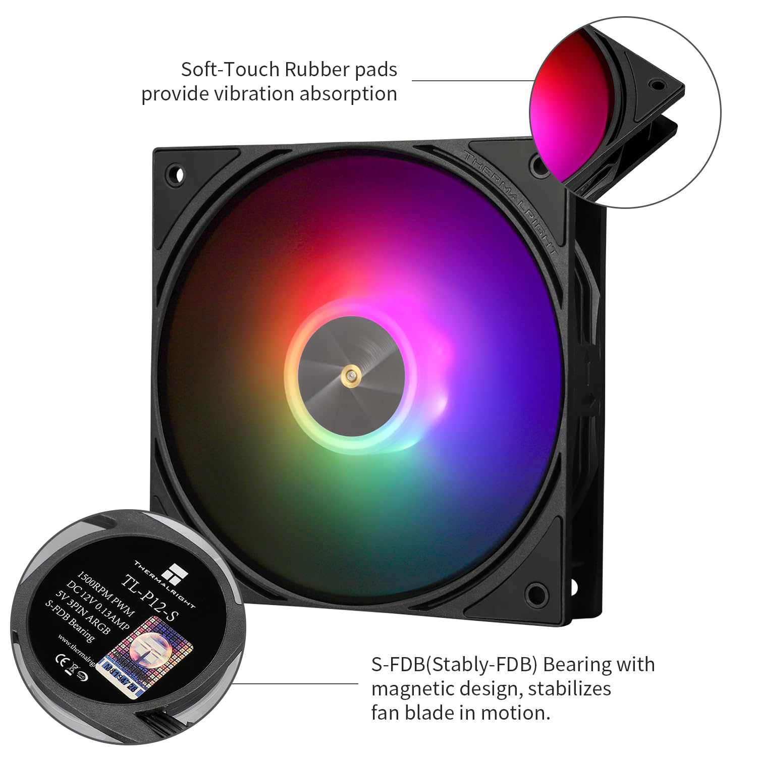 Thermalright TL-P12-S ARGB Ventilador De Caja Silencioso 1500RPM 4PIN PWM CPU Ordenador 120mm ...