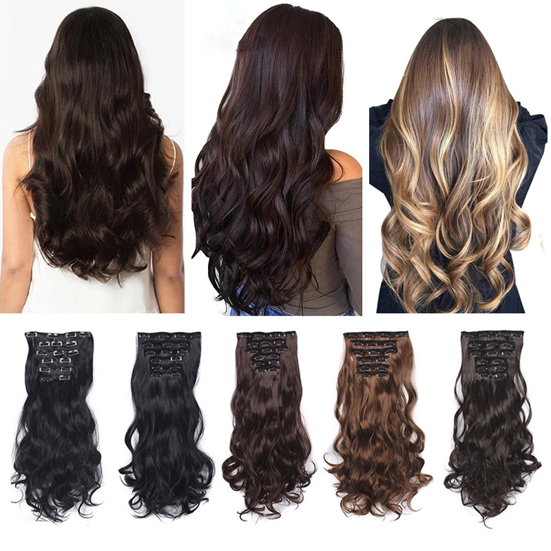 16 Extensiones De Cabello Con Clip Accesorios Para El Extensión Largo Y ...