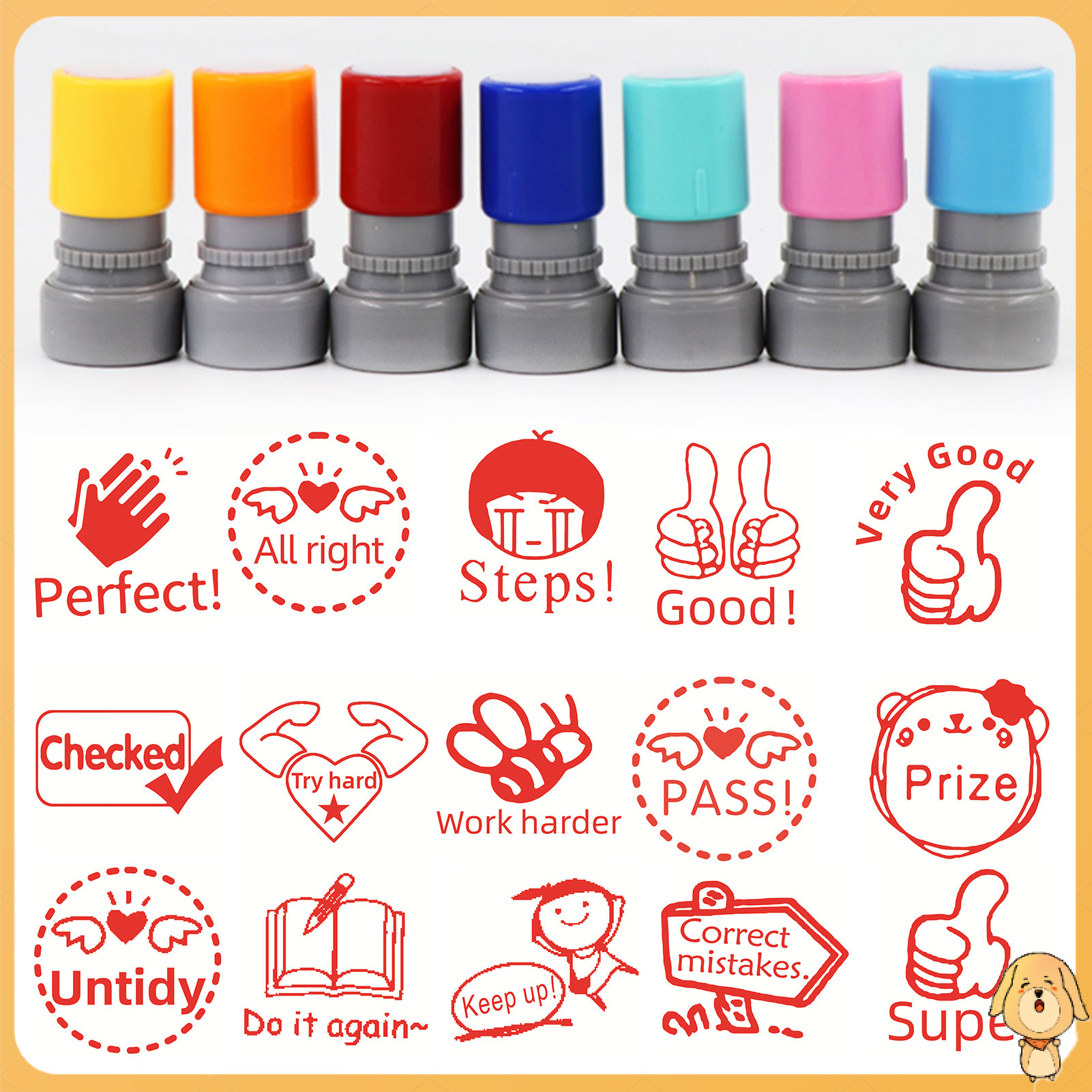 Student Feedback Stamp English Comment Seal Long-lasting Ink with ...