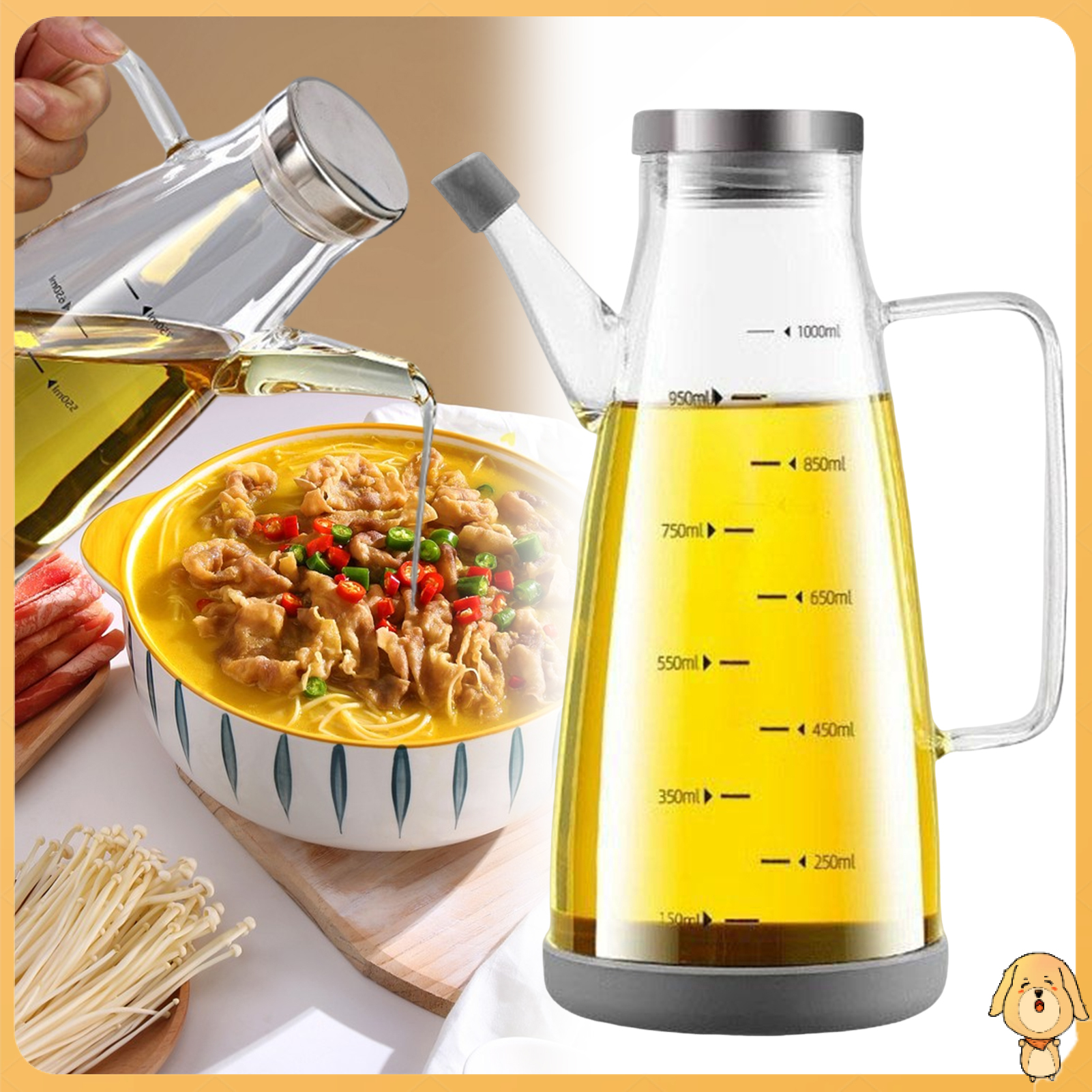 Food-grade Oil Vinegar Dispenser Bottle with Drip Free Spout Capacity ...