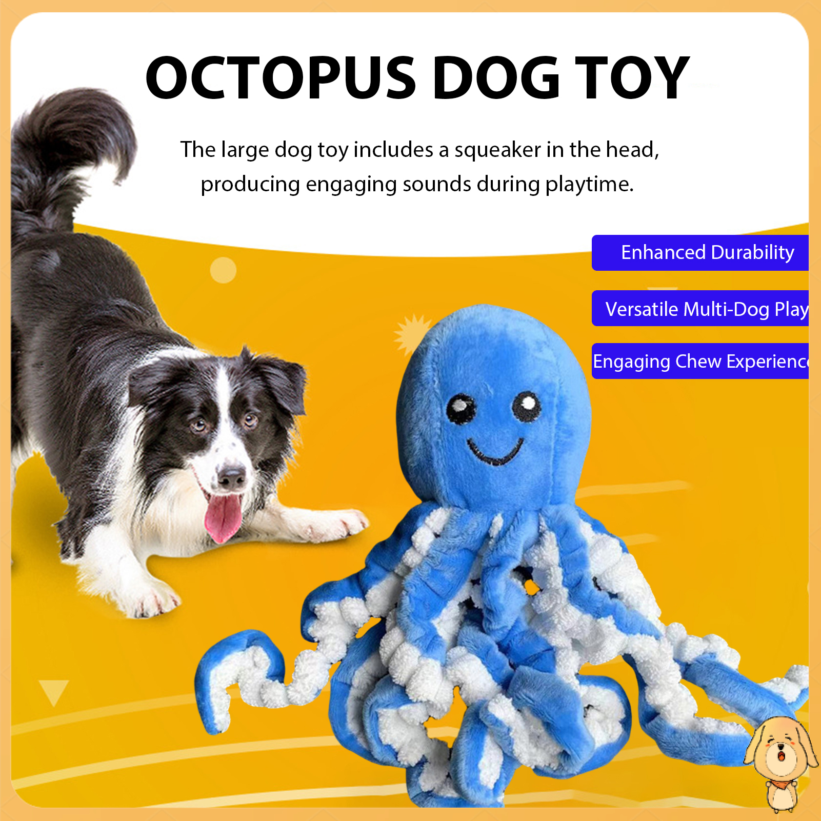 Long-lasting Dog Toy Durable Plush Interactive Octopus for Aggressive ...