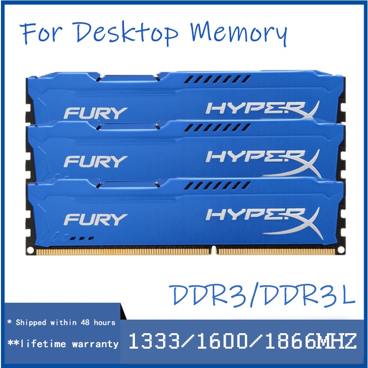 Memoria RAM Ddr3 4GB 8GB 1333 1600 1866MHz Kingston HyperX Fury DIMM DDR3L PC3 1.35V/1.5V Módulo ...