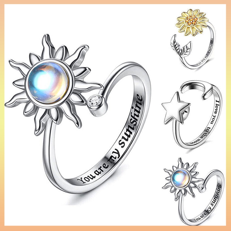 Spinner Anillos Abiertos Ajustables Con Forma De Estrella De Luna De ...
