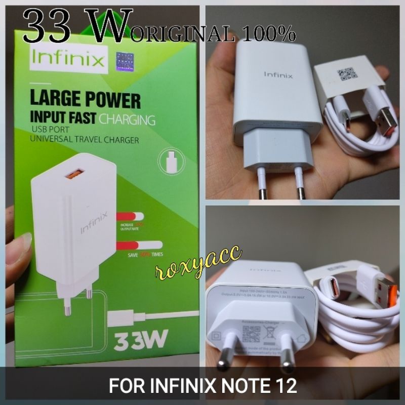 Cargador INFINIX NOTE 12 Carga Rápida 33W , 33 Vatios USB Tipo C ...