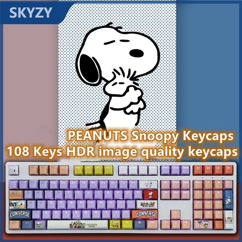 Snoopy Keycap Cherry Profile PEANUTS Tema Lindo Anime PBT Tinte Sub ...