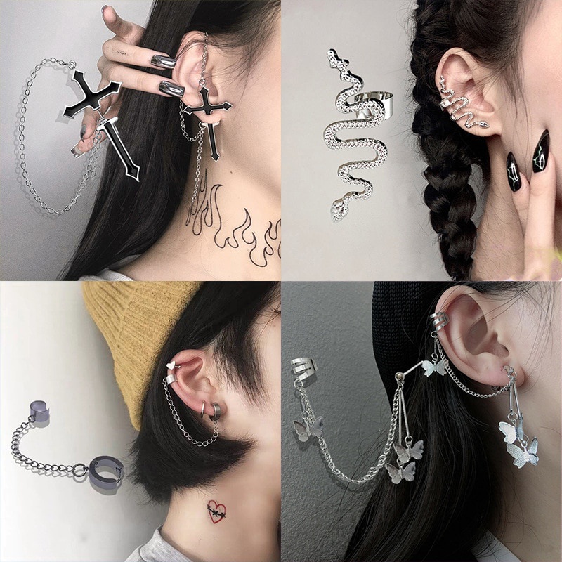 Arete De Clip De Mariposa Punk De Moda Para Adolescentes Mujeres ...