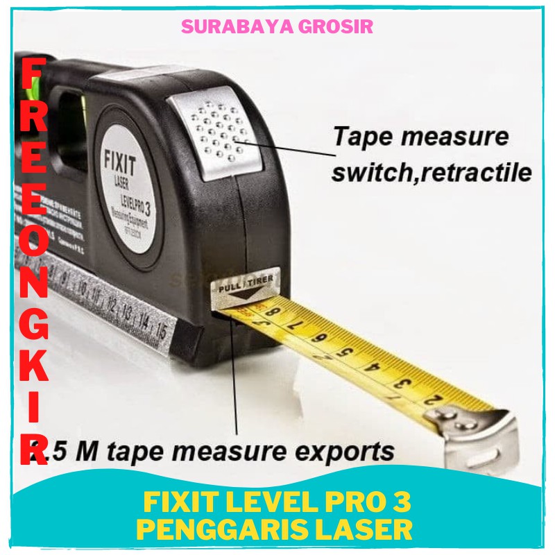Fixit Level Pro 3 láser espíritu regla medidor herramienta de medición regla Ruller burbuja ...