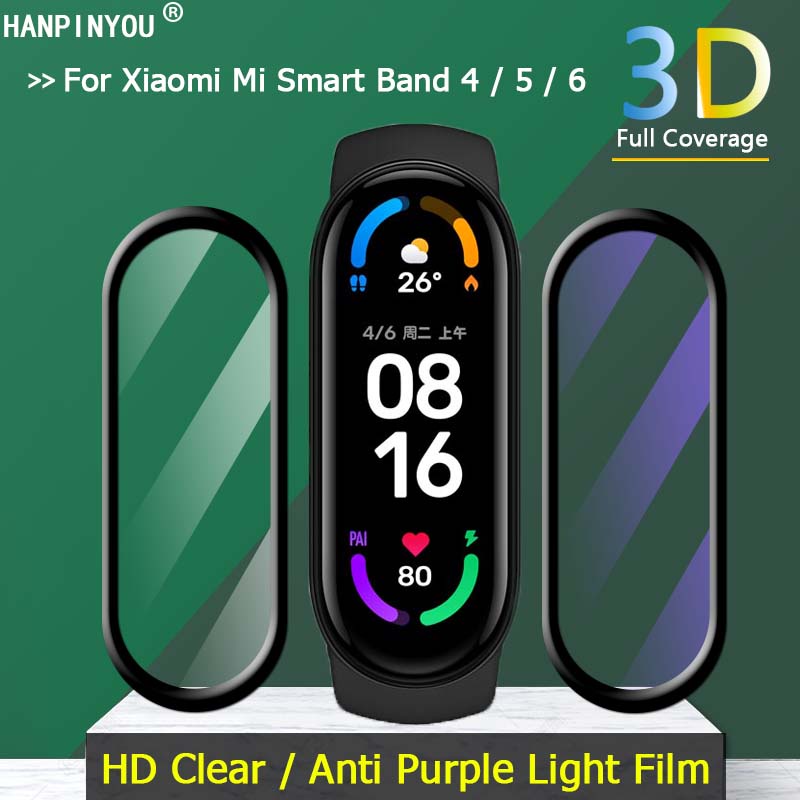 Para Xiaomi Mi Smart Band 6 5 4 NFC SmartWatch Pulsera Cubierta Completa HD Claro/Anti Púrpura ...
