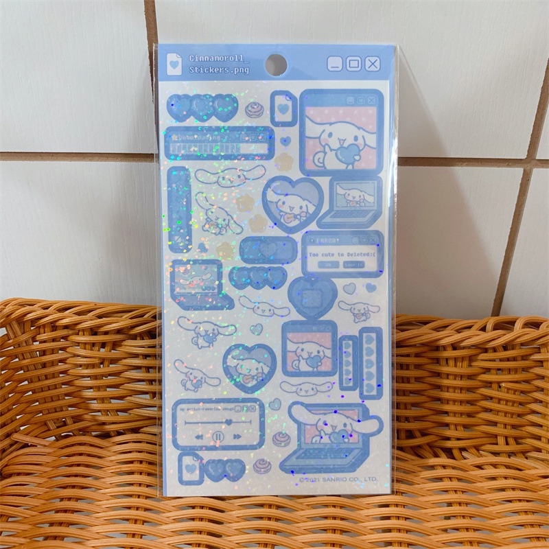 Sanrio ins girl heart goo card sticker cute cartoon flash film laser ...