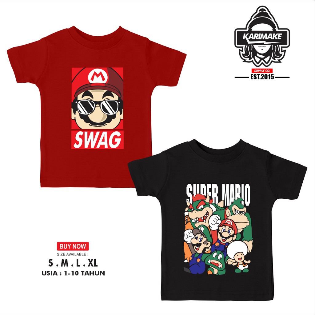 Super MARIO BROS SWAG dibujos animados niños camiseta Anime dibujos ...