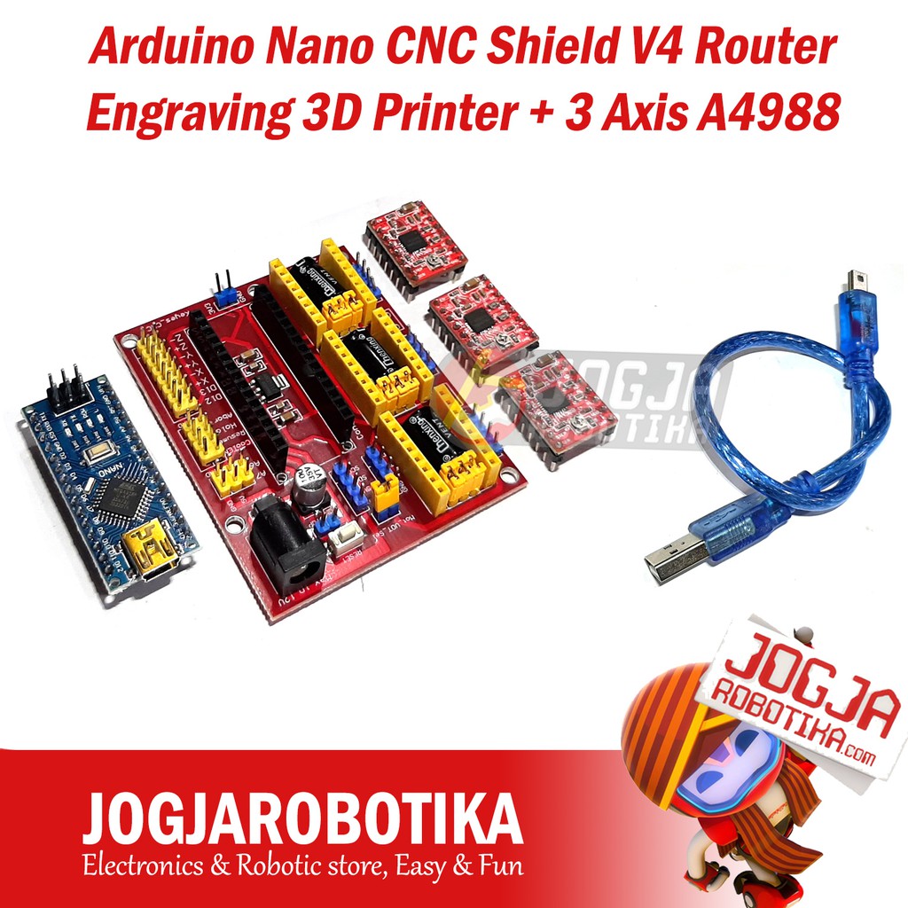 Arduino Nano CNC Shield V4 Router Grabado Impresora 3D + 3 Ejes A4988 ...