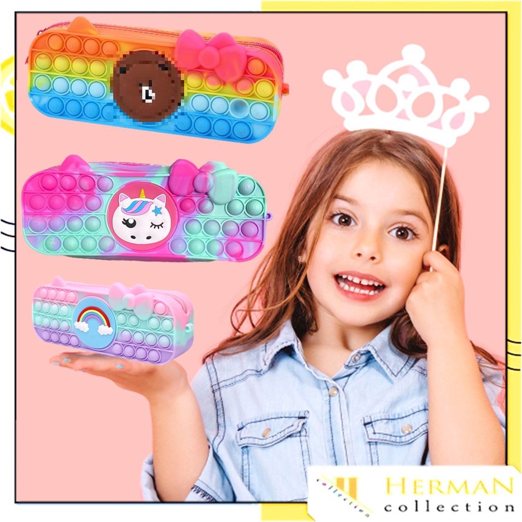 Hc Pop It Rainbow Pencil Case Popit Macaroon Character Estuche Colorido ...