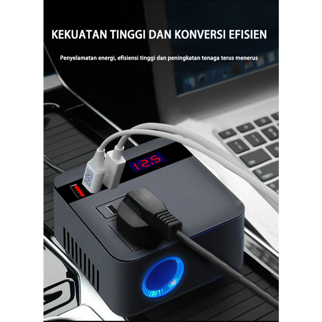 Inversor De Coche AC 12V/24V A DC 110V/220V Convertidor De 3 Salidas Adaptador De Puerto USB ...