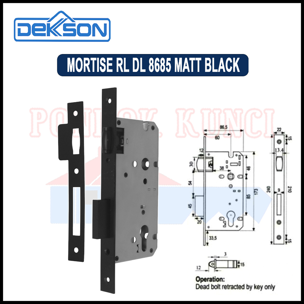 Cerradura De Embutir Pelor Dekkson MTS RL DL 8685 Negro Mate Cuerpo ...