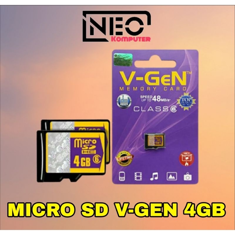Memory MICRO SD V-GEN 4GB clase 6 capacidad ORIGINAL completa | Shopee ...