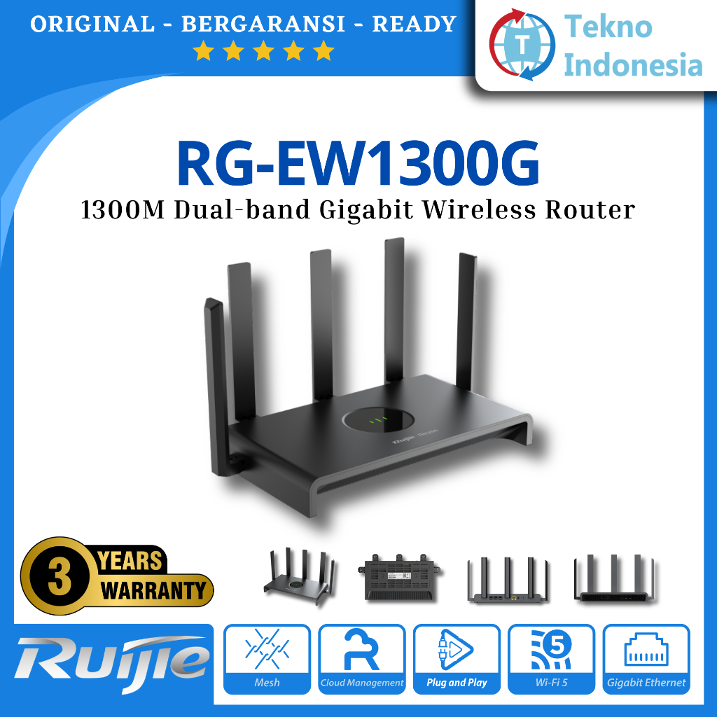 Ruijie Reyee RG-EW1300G Router Wi-Fi 5 Malla Gigabit Doble Banda 1300M ...