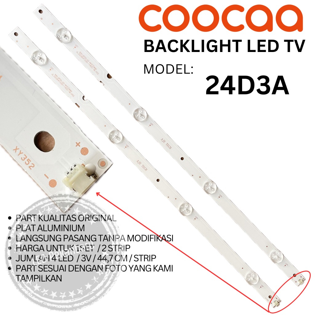 COOCAA Luz De Fondo LED TV 24inc 24D3A 24D3 BL Lámpara 4K 3V 2strip COCA KOKA | Shopee Colombia