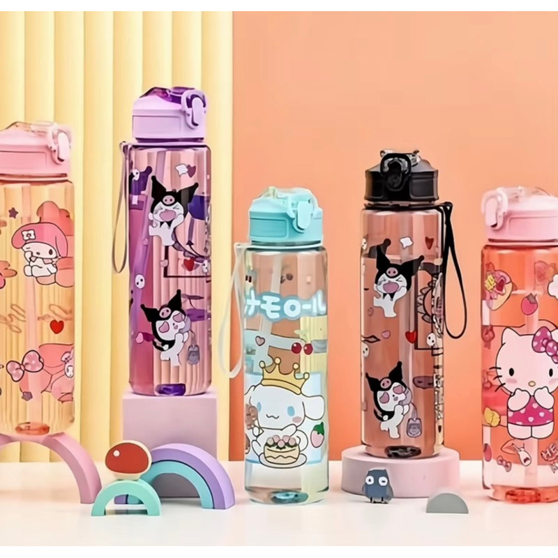 Lrms Botella Viral Transparente Santransparente 900ml Capacidad Correa Corta/Infantil Para Beber ...