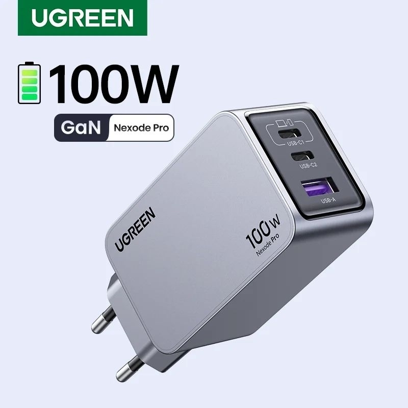Ugreen Cargador 100w Nexode PRO GaN Mini 3 Puertos Tipo C Carga Rápida PPS Adaptador De Cabeza ...