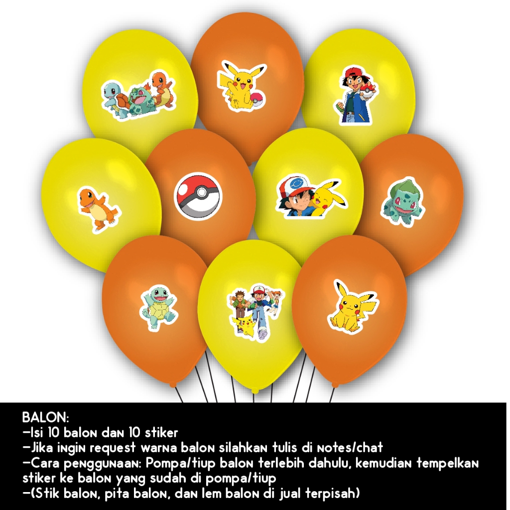 HIASAN DINDING Pikachu Globos POKEMON BANNER HBD Feliz Cumpleaños ...
