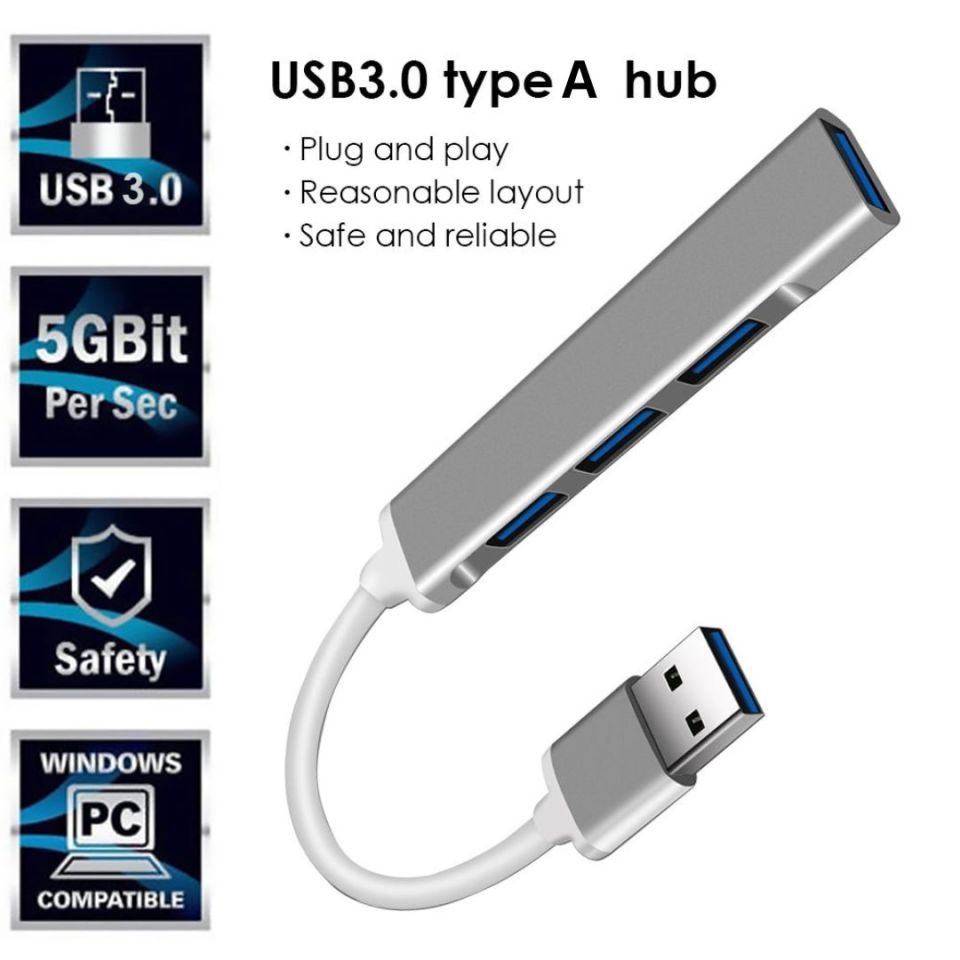 HUB USB 4 Puertos 3.0 Switch Cable Conexión Cargador Adaptador Teclado ...