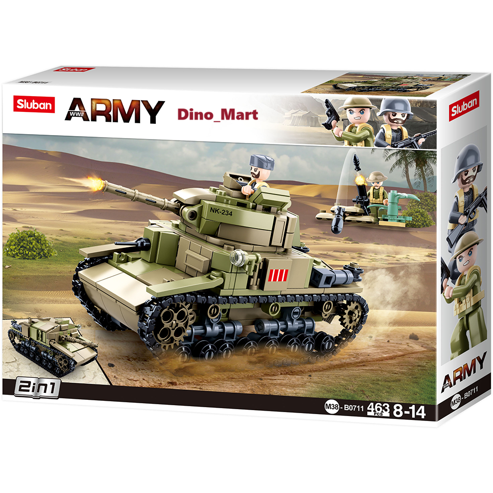 Sluban Brick Army Tanque Italiano Medio 2 En 1-De Guerra M38-B0711-Dino ...