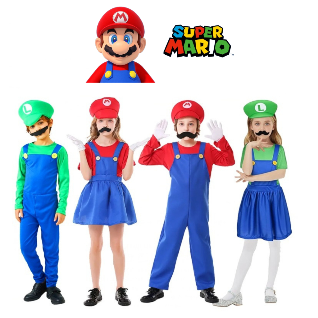 MERAH HIJAU Super Mario Bros Luigi Disfraz Rojo Verde Niños Personaje ...