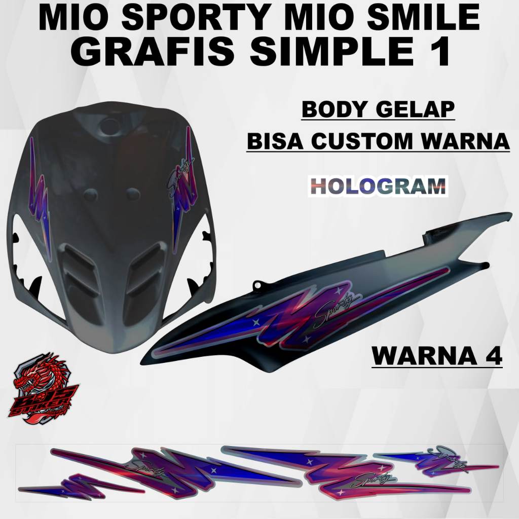 Striping Yamaha Mio Sporty/Smile Graphic simple 1 Cuerpo Oscuro ...