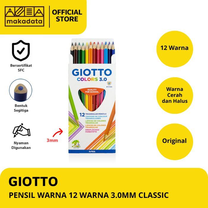 Lápiz De COLOR/GIOTTO 12 Colores 3.0MM Clásico (1 Unidad) | Shopee Colombia