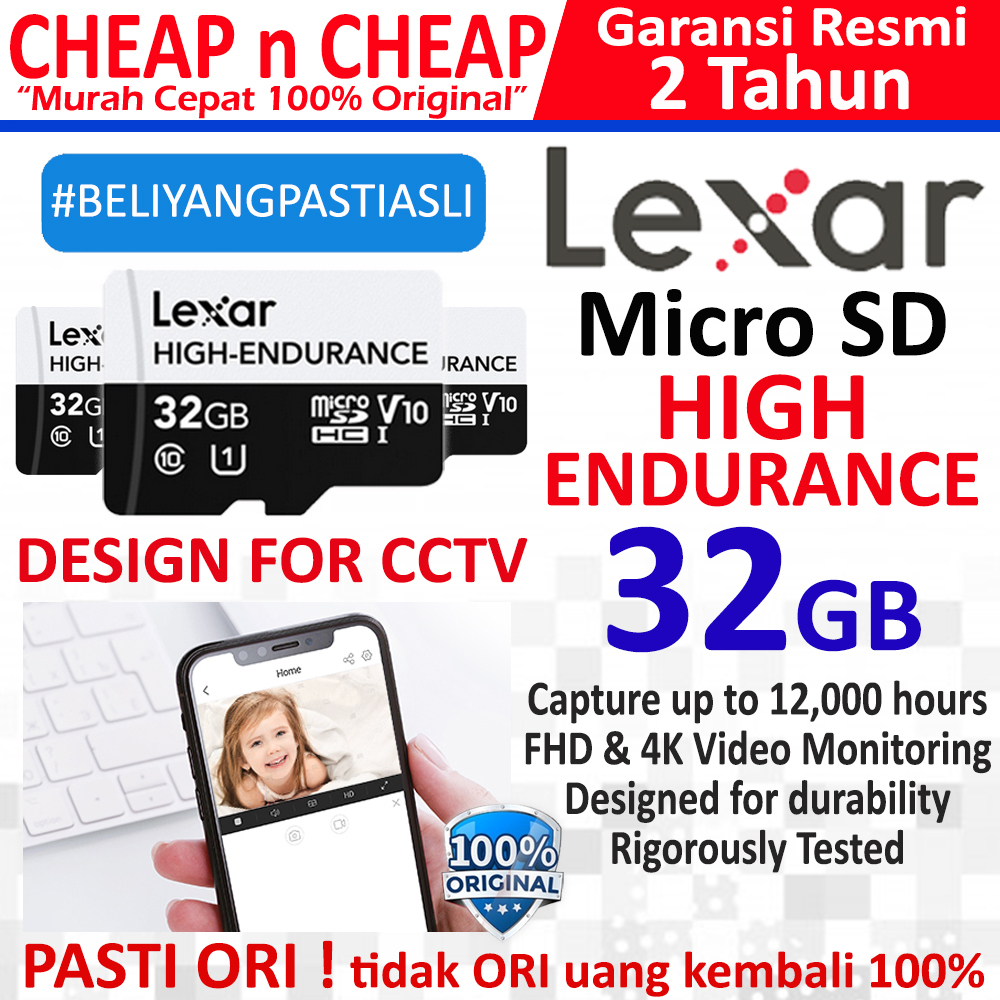 Lexar Alta Resistencia 32GB Micro SD CCTV Clase 10 Original-MicroSDXC ...