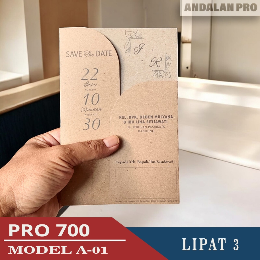 Pro 700-fold 3 Modelo A-01 Kraft-Imprimir Invitaciones De Boda ...