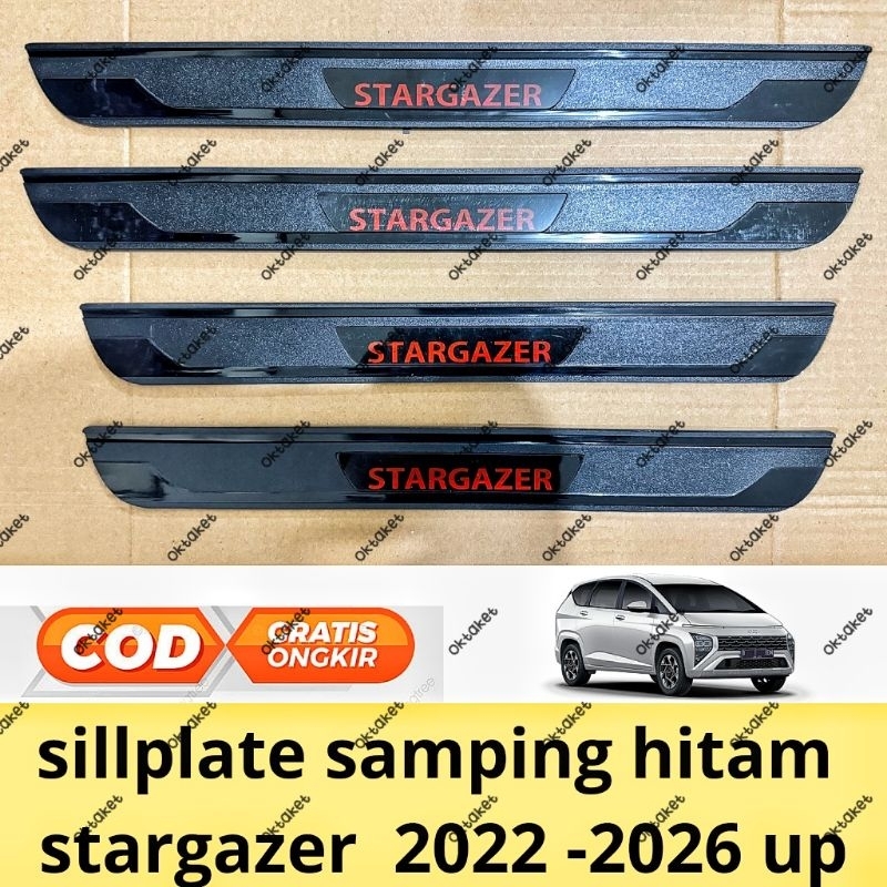 HITAM Hyundai Stargazer sillplate 2022 2023 2025 2026 Negro scuff ...