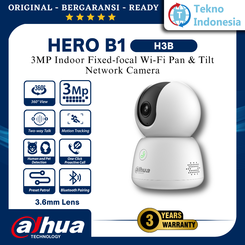 Dahua CCTV Wifi Hero B1 3MP H3B Interior Pan & Tilt Cámara IP ...