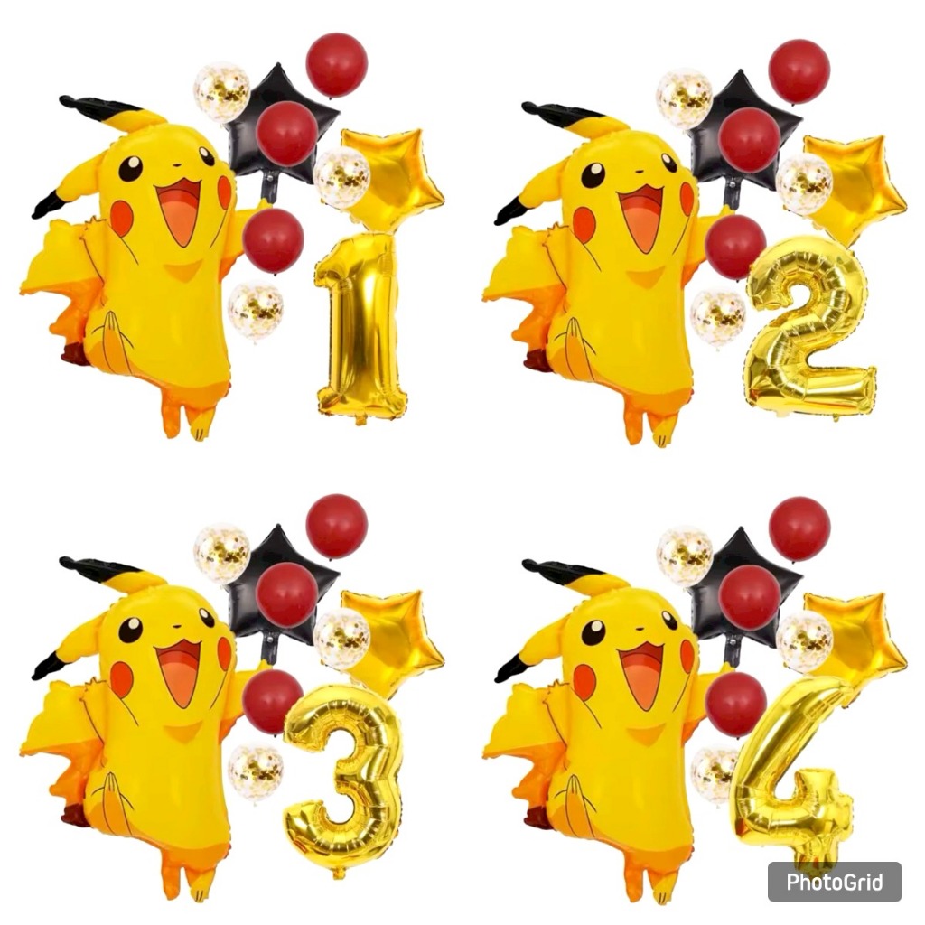 Paquete De Globos Pokemon Pikachu Números De Confeti Dorados | Shopee ...