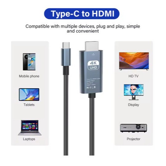 MHL Tipo C A HDMI 4K 30hz Cable Convertidor-2metros 4K | Shopee Colombia