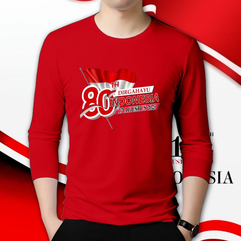 MERAH Ksos 17An 80o Dirgahayu Camiseta Madre Padre Niño Manga Larga ...