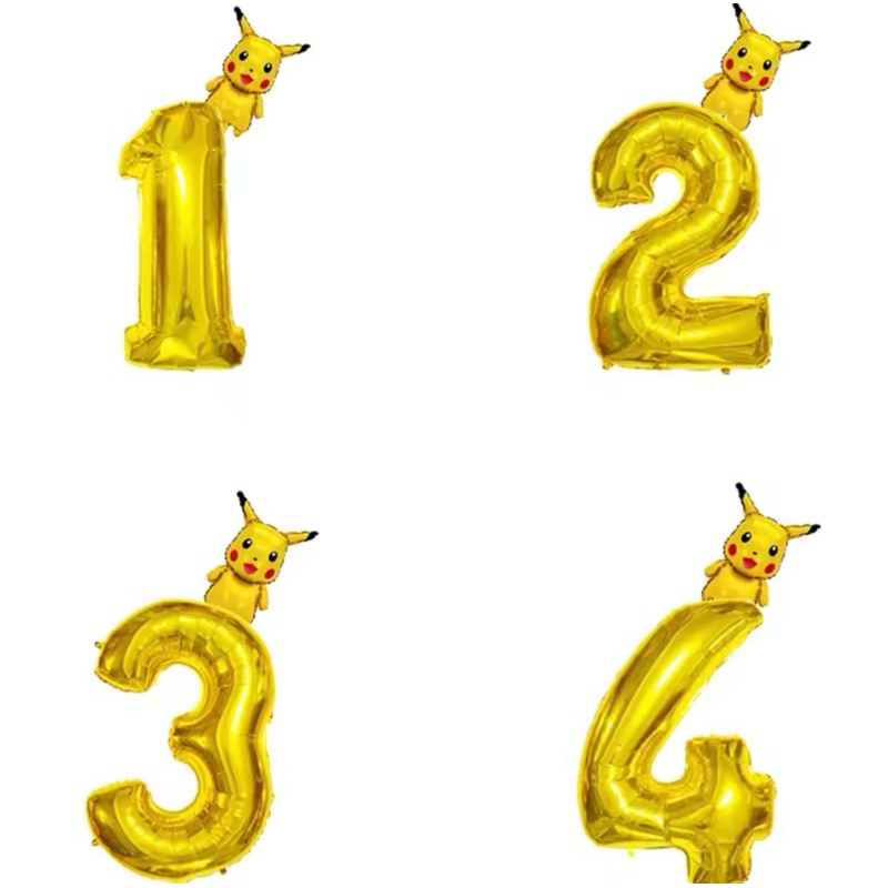 Pokemon PIKACHU Globos Con Números De Oro | Shopee Colombia