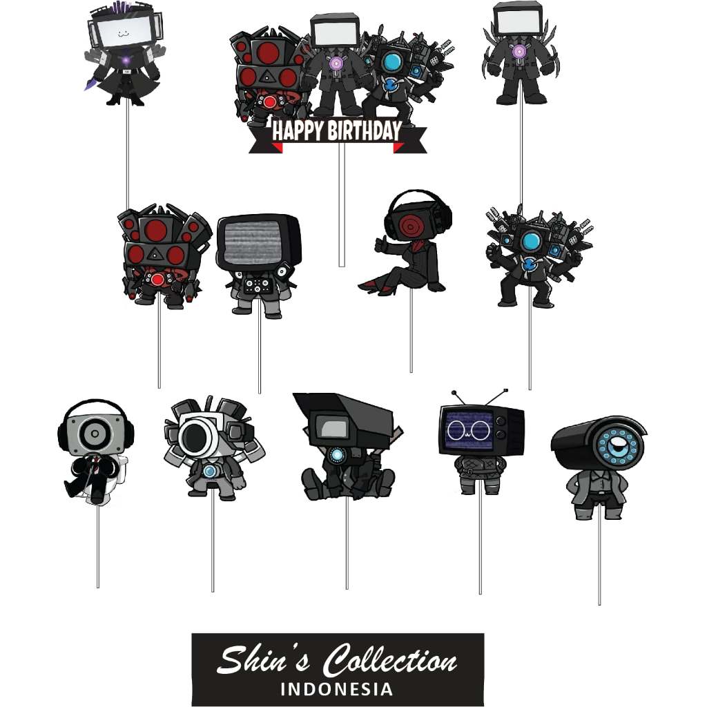 Nuevo Skibidi Toilet Chibi Cake topper Contiene 12 Piezas | Shopee Colombia